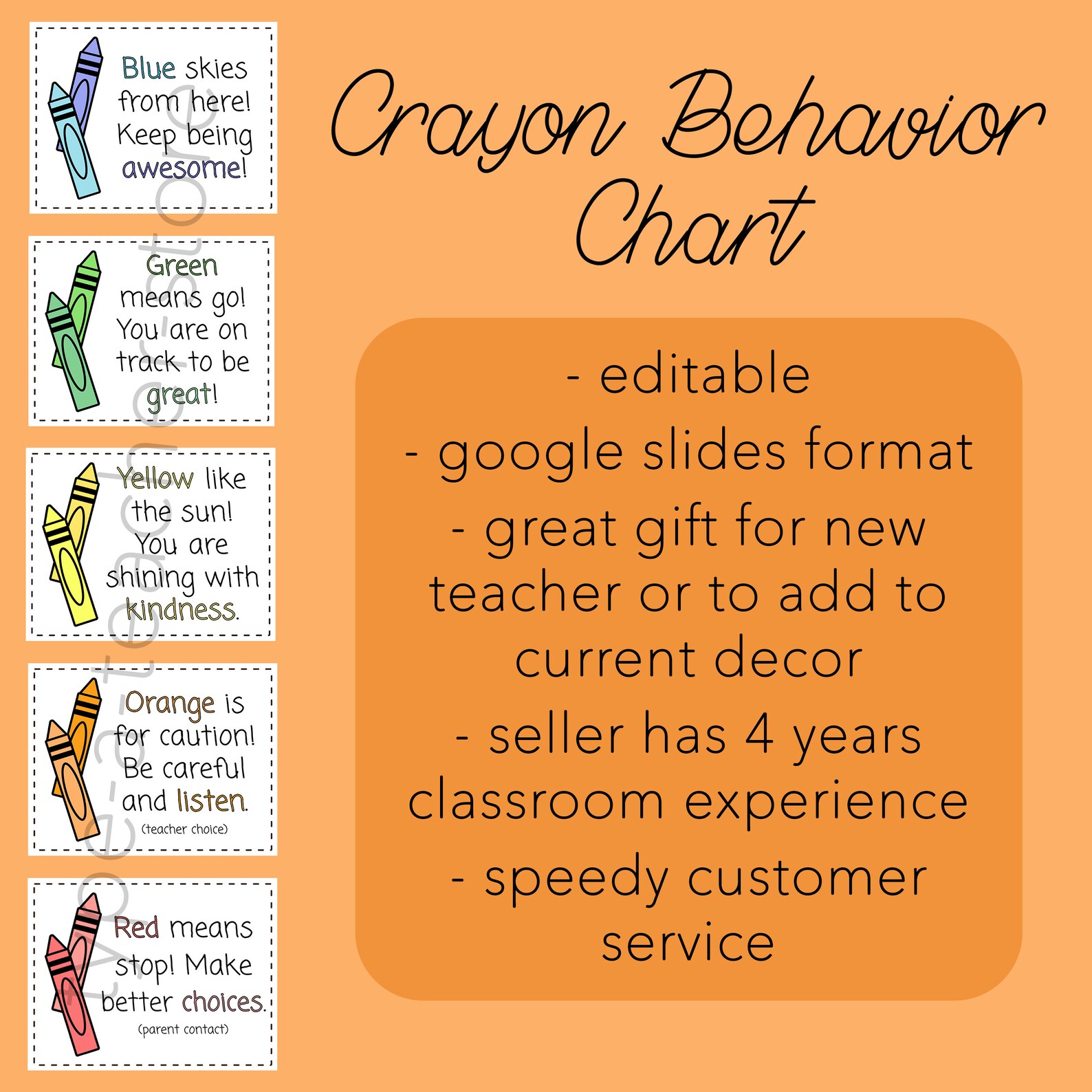 Crayon Behavior Chart Crayon Classroom Theme Elementary - Etsy