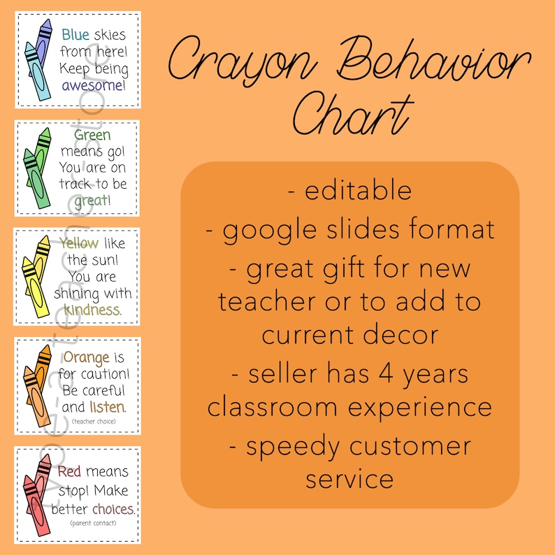 Crayon Behavior Chart Crayon Classroom Theme Elementary - Etsy