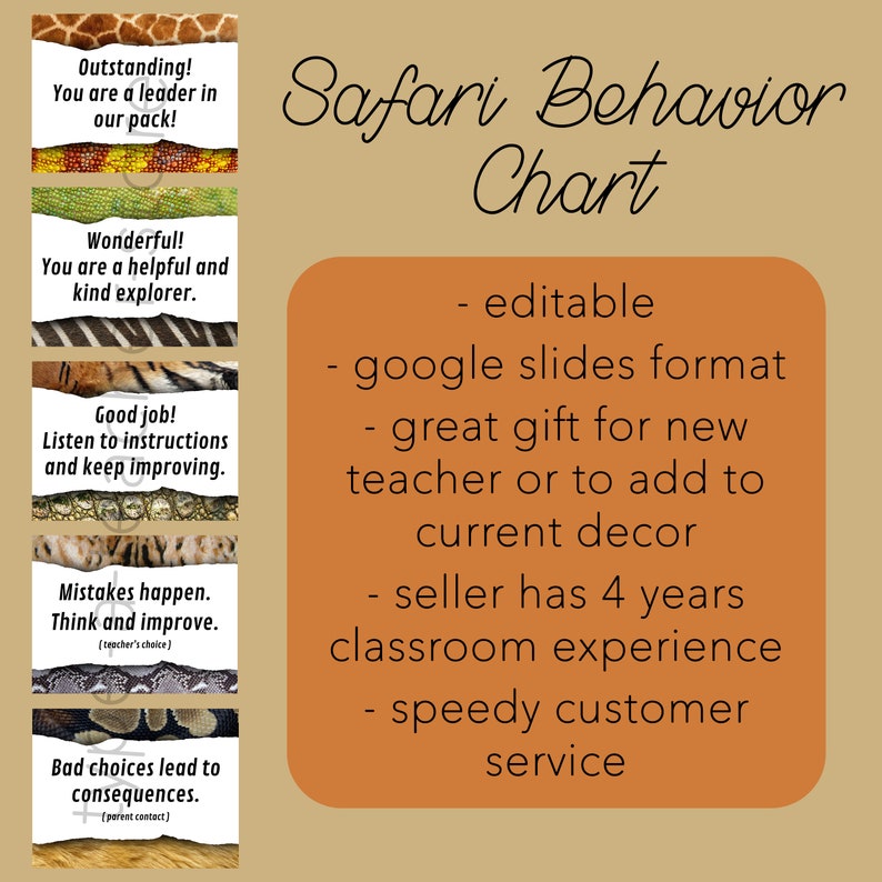 Safari Behavior Chart Jungle Classroom Theme Elementary School Safari ...