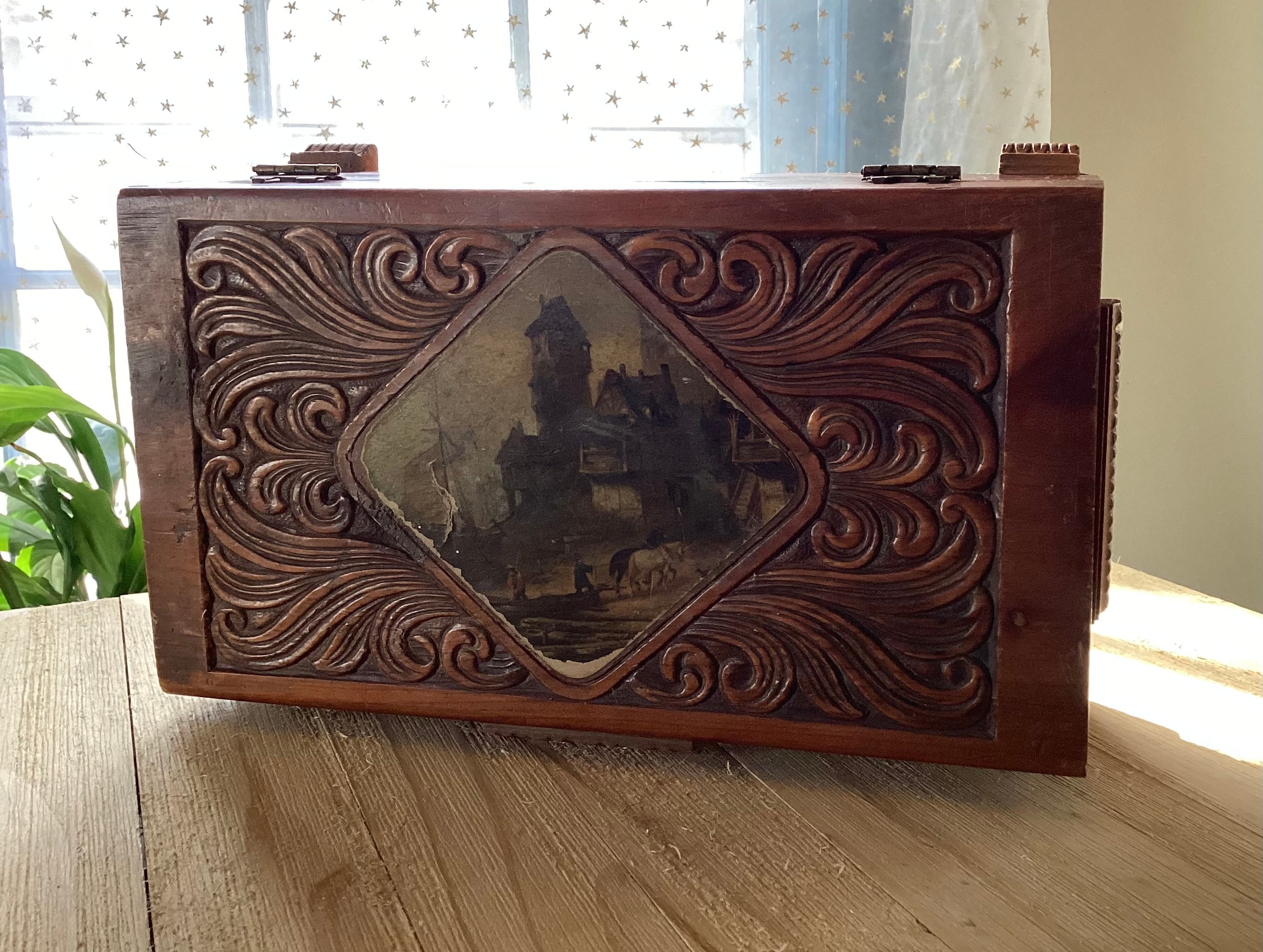 Vintage Wood Cedar Carved Mid Century Jewelry or Keepsake Box - Etsy