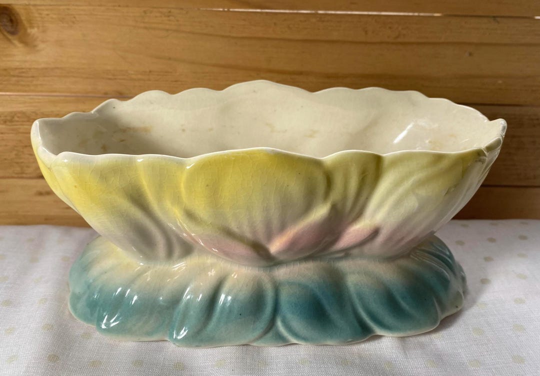 Vintage Royal Copley Ceramic Planter Pale Blue, Pink, Yellow, Oblong - Etsy
