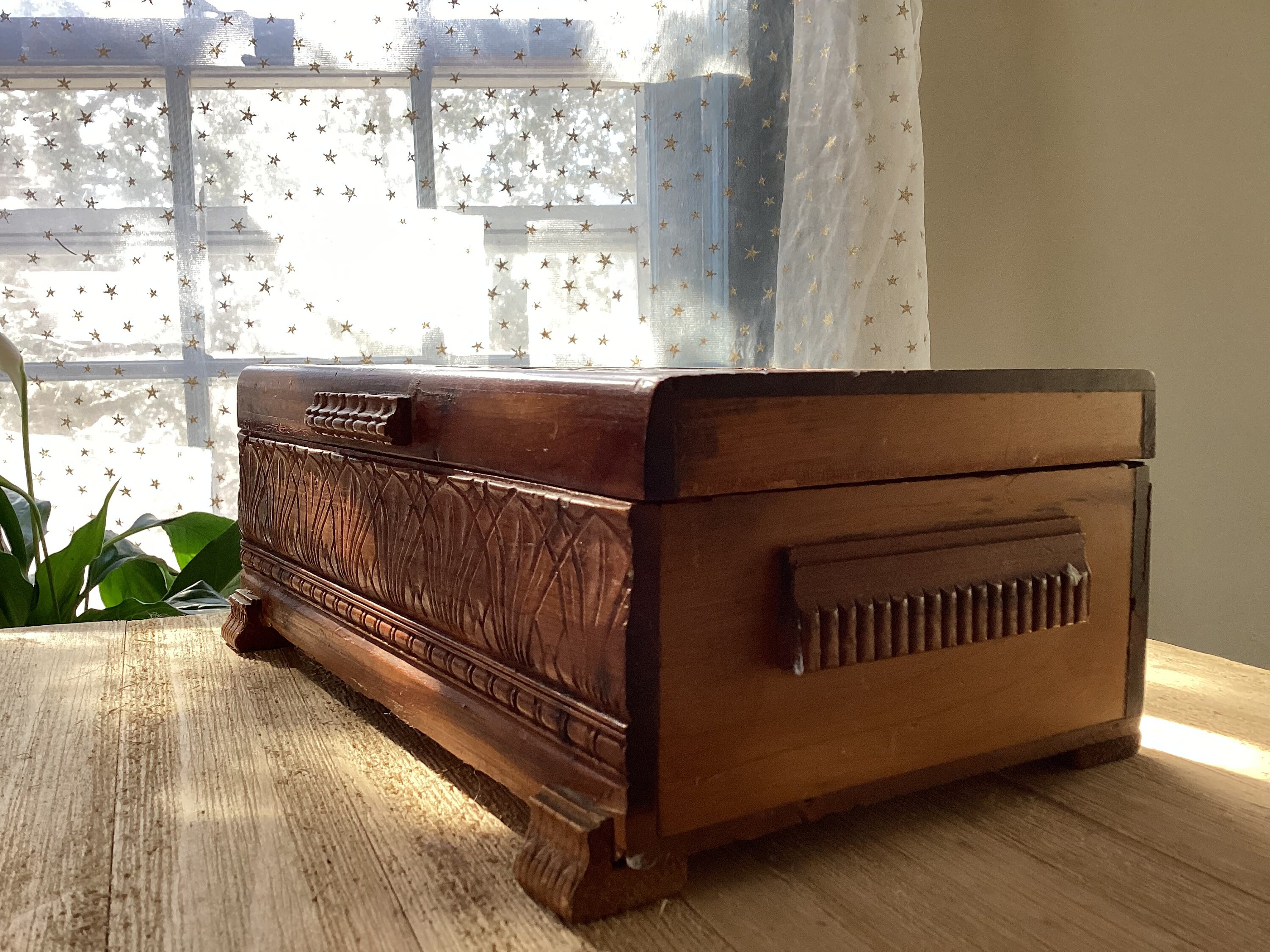 Vintage Wood Cedar Carved Mid Century Jewelry or Keepsake Box - Etsy