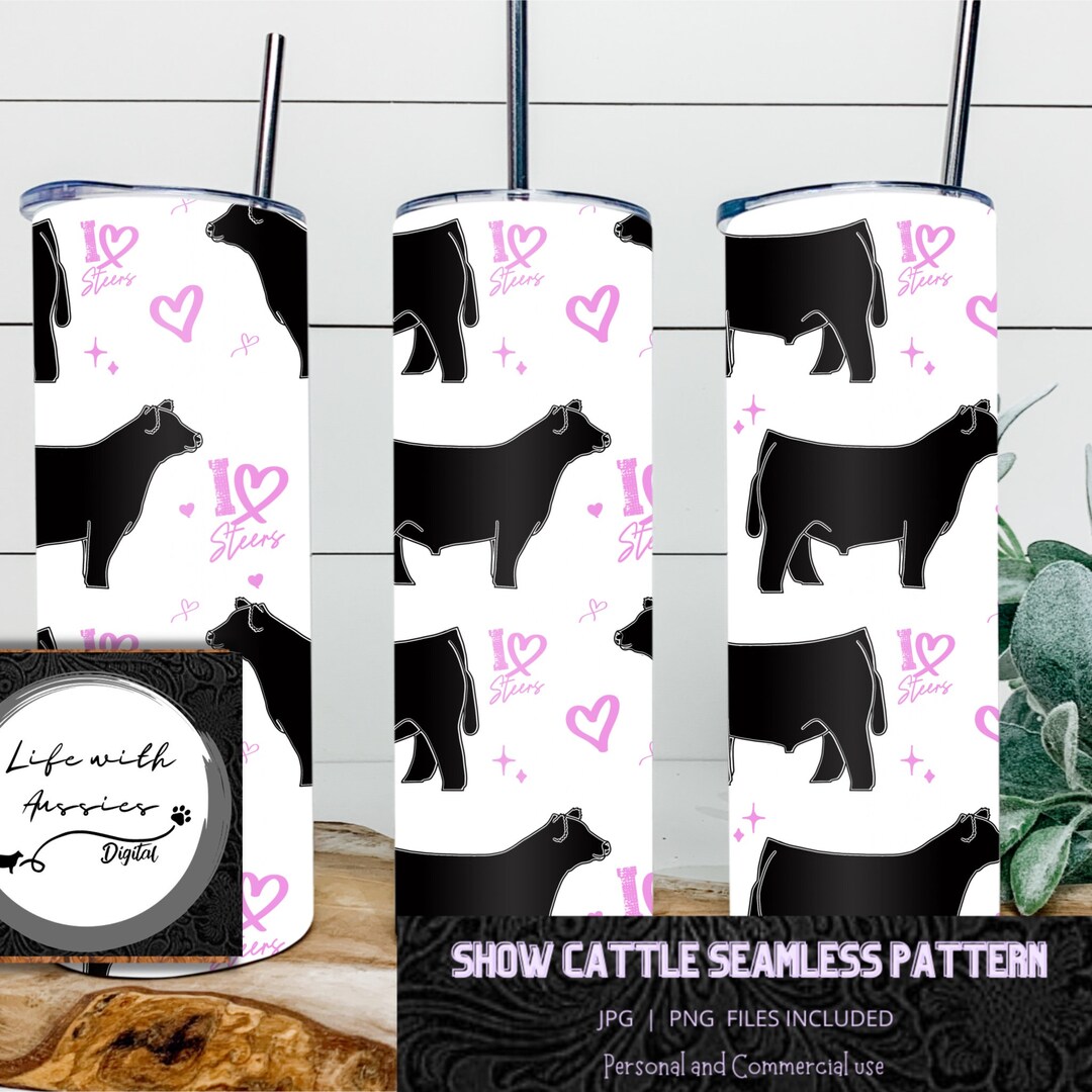 I Love Steers Seamless, Instant Digital Design, Png, Jpg, Stock Show ...