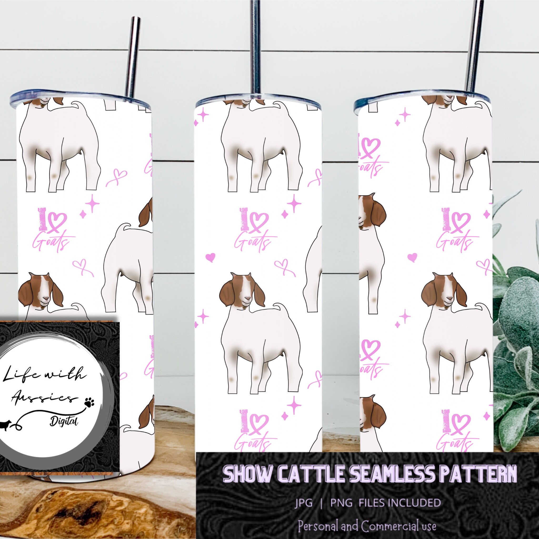 I Love Goats Seamless, Goat Love, Instant Digital Design, Png, Jpg ...