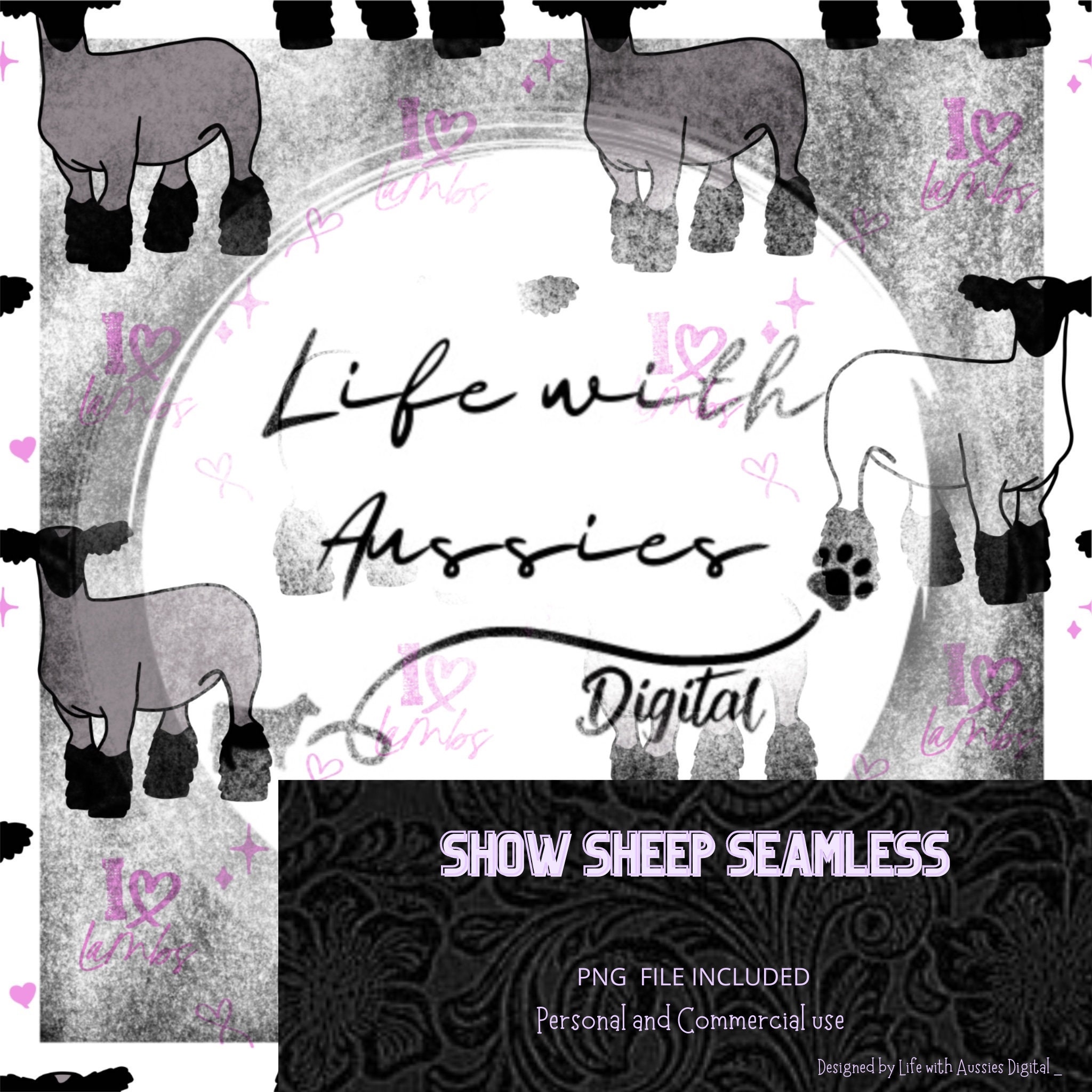 I Love Lambs Seamless Livestock Pattern. Show Goat Seamless, Instant ...