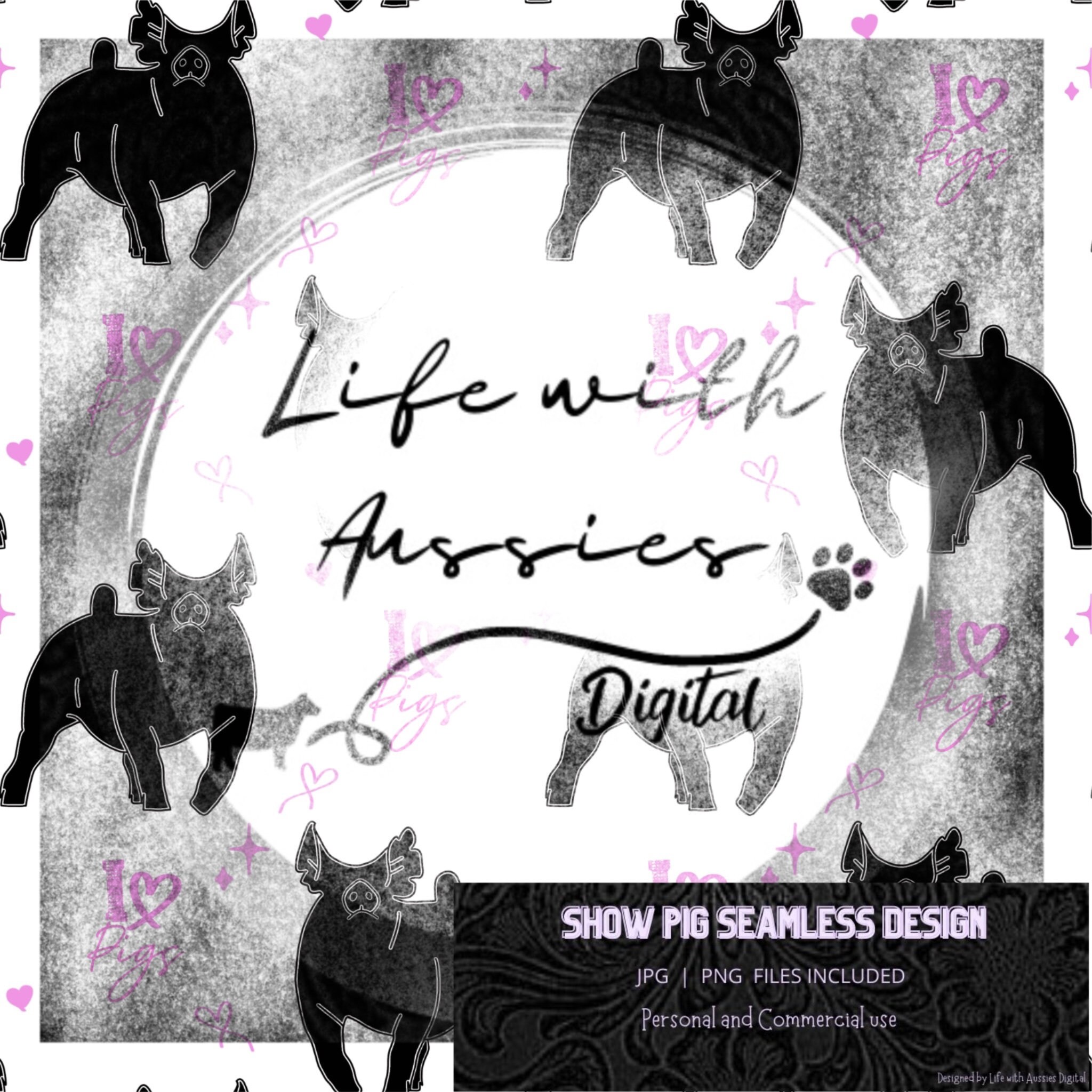 I Love Pigs Seamless Livestock Pattern. Show Pig Seamless, Instant ...