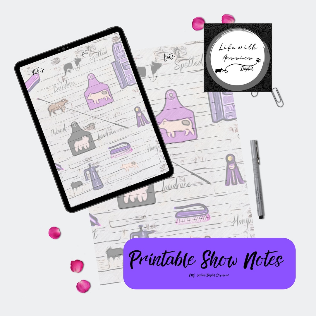 Pig Notes Page, Pig, Livestock, Instant Digital Download, Printable ...