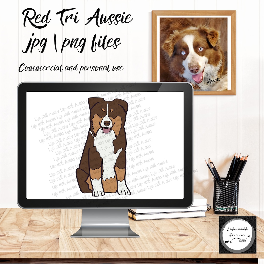 Australian Shepherd Digital Download, Png, Jpeg, Aussie, Red Tri, Red ...