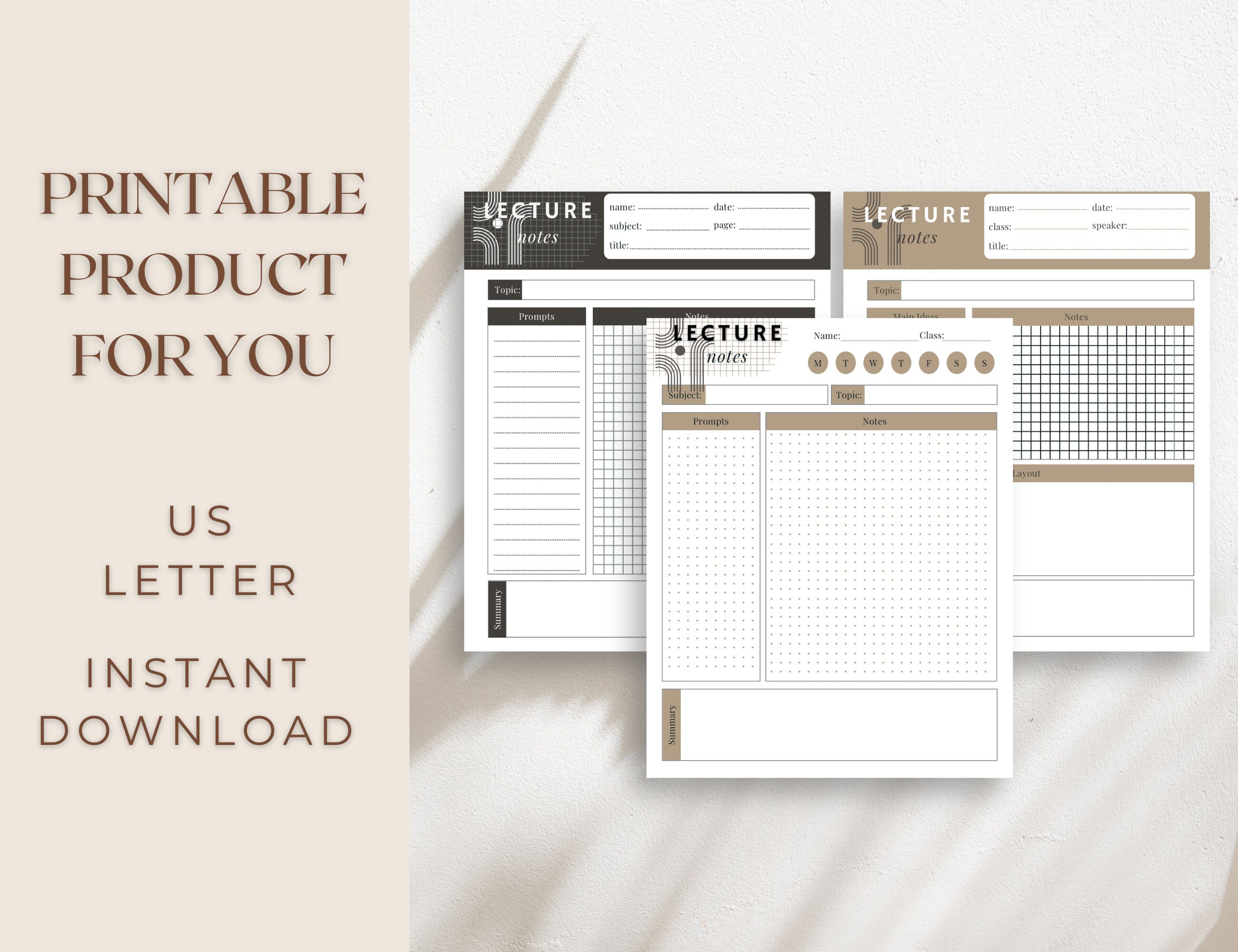 PRINTABLE LECTURE NOTES Digital Lecture Notes, Goodnotes, Printable ...