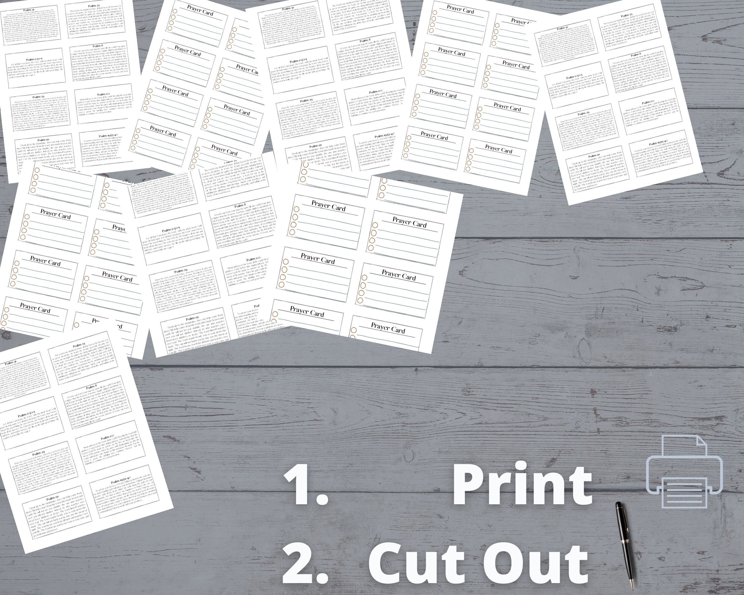 PSALMS PRAYER CARDS, Wallet Size Prayer Cards, Psalms Bible Scripture ...