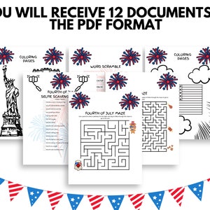 4th of July GAMES BUNDLE PRINTABLE, Scavenger Hunt, Maze, Coloring ...