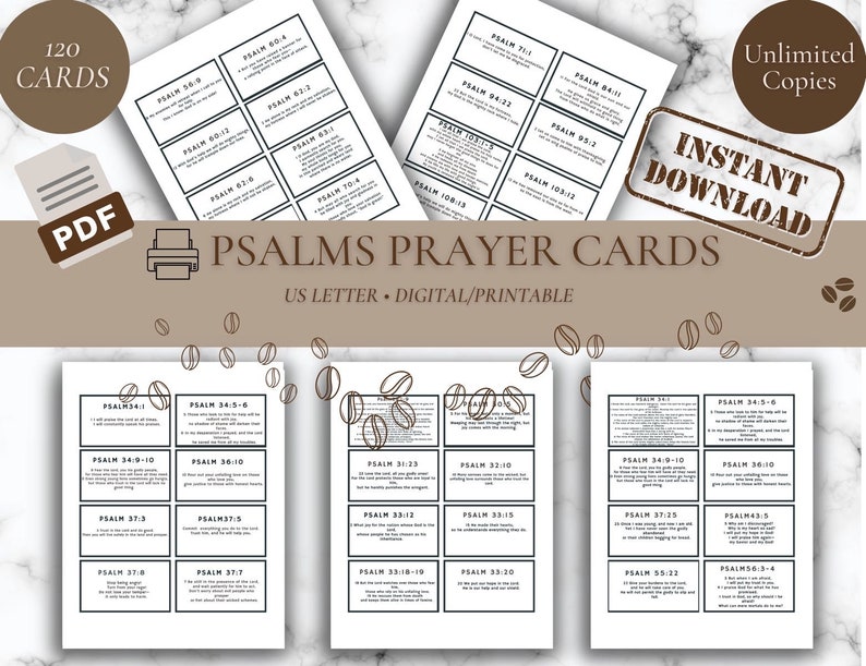 PSALMS PRAYER CARDS, Wallet Size Prayer Cards, Psalms Bible Scripture ...