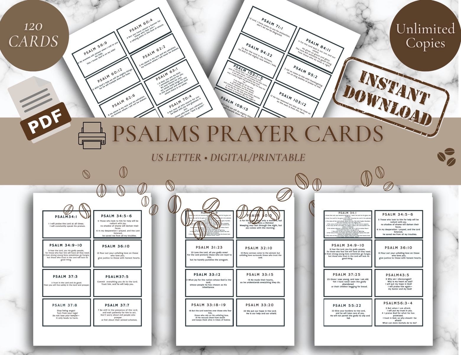 PSALMS PRAYER CARDS, Wallet Size Prayer Cards, Psalms Bible Scripture ...