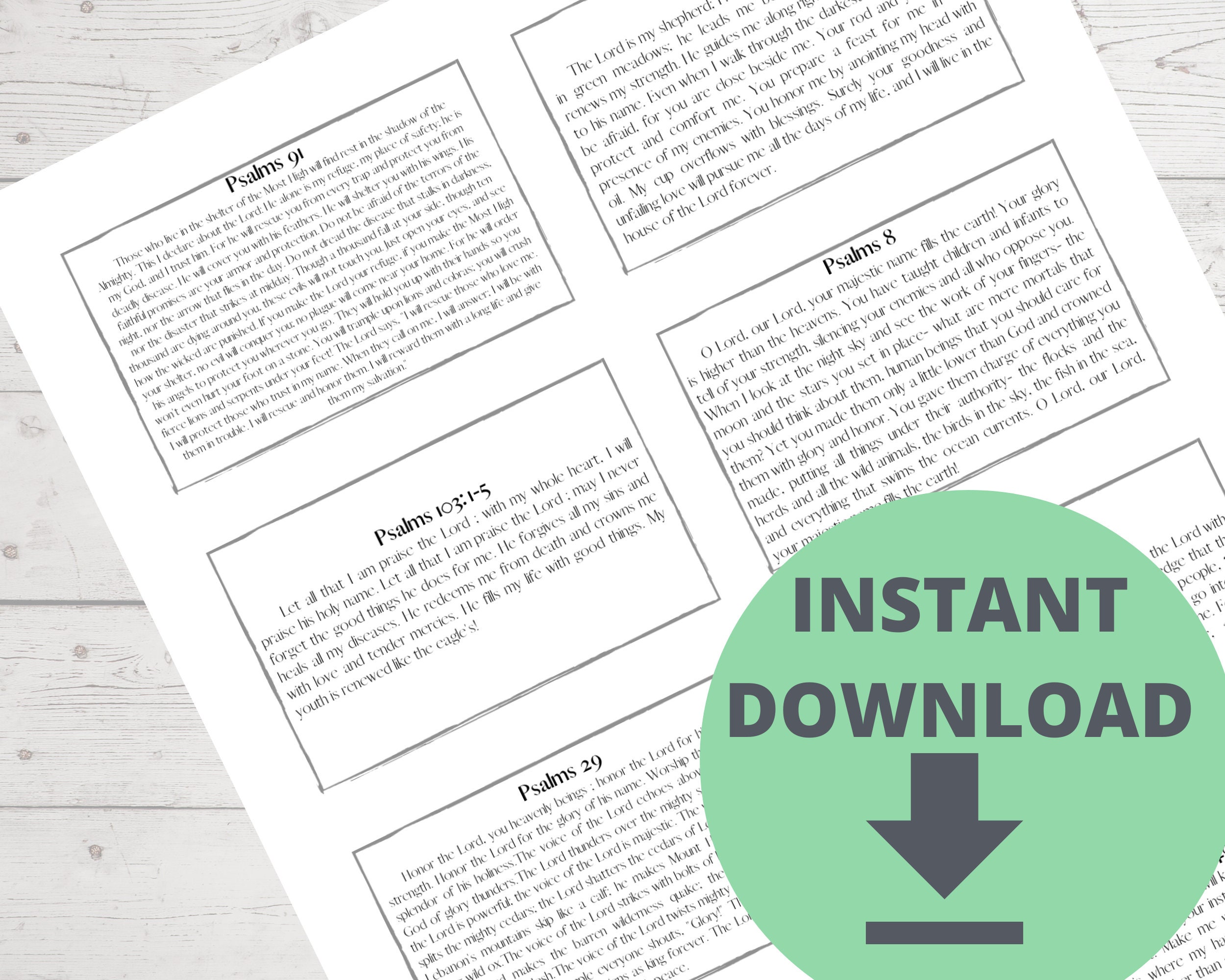 PSALMS PRAYER CARDS, Wallet Size Prayer Cards, Psalms Bible Scripture ...