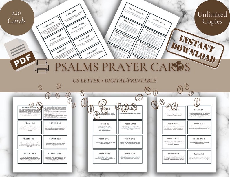PSALMS PRAYER CARDS, Wallet Size Prayer Cards, Psalms Bible Scripture ...