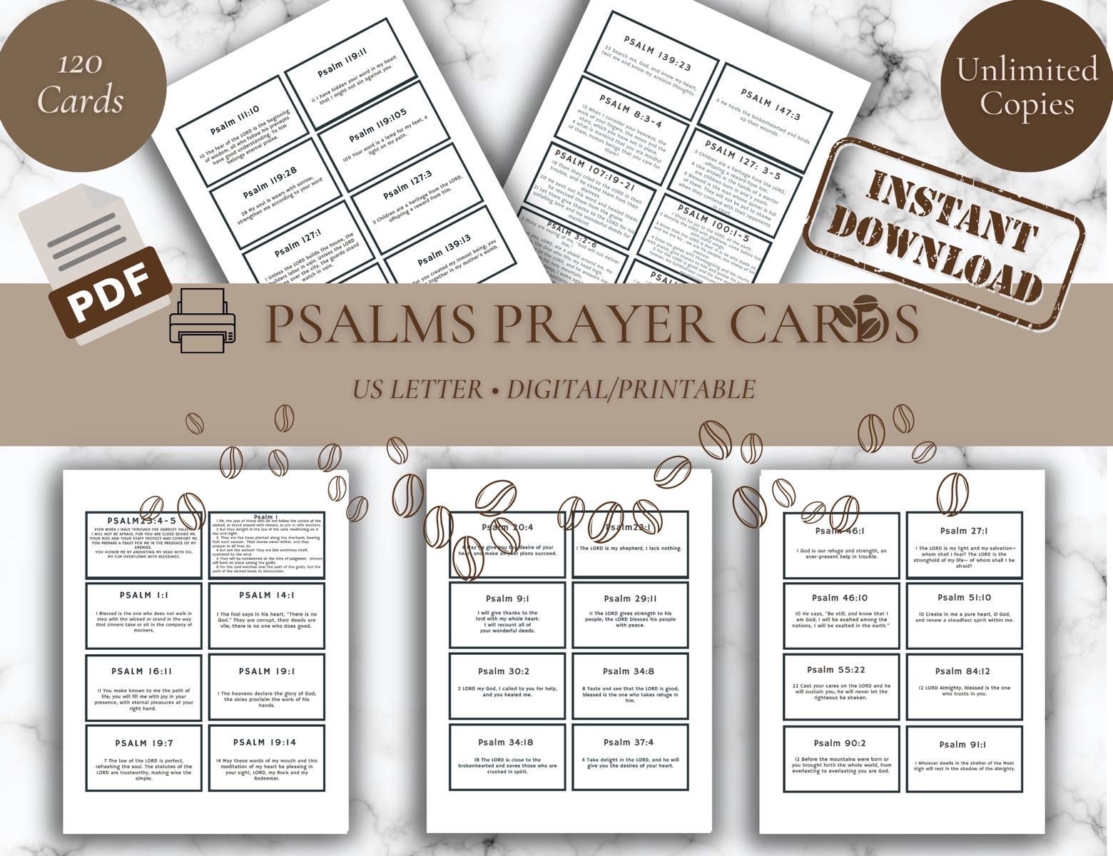 PSALMS PRAYER CARDS, Wallet Size Prayer Cards, Psalms Bible Scripture ...
