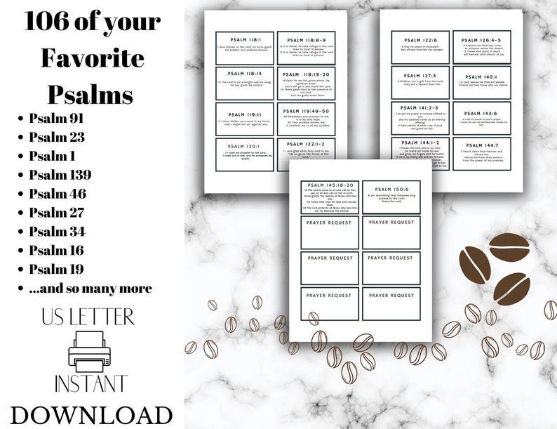 PSALMS PRAYER CARDS, Wallet Size Prayer Cards, Psalms Bible Scripture ...
