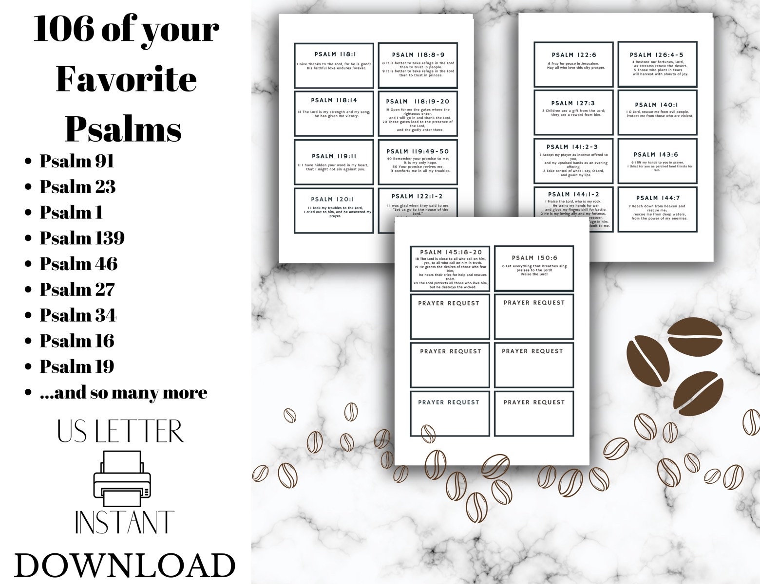 PSALMS PRAYER CARDS, Wallet Size Prayer Cards, Psalms Bible Scripture ...