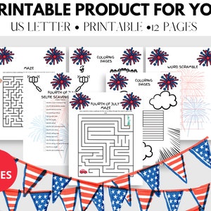 4th of July GAMES BUNDLE PRINTABLE, Scavenger Hunt, Maze, Coloring ...