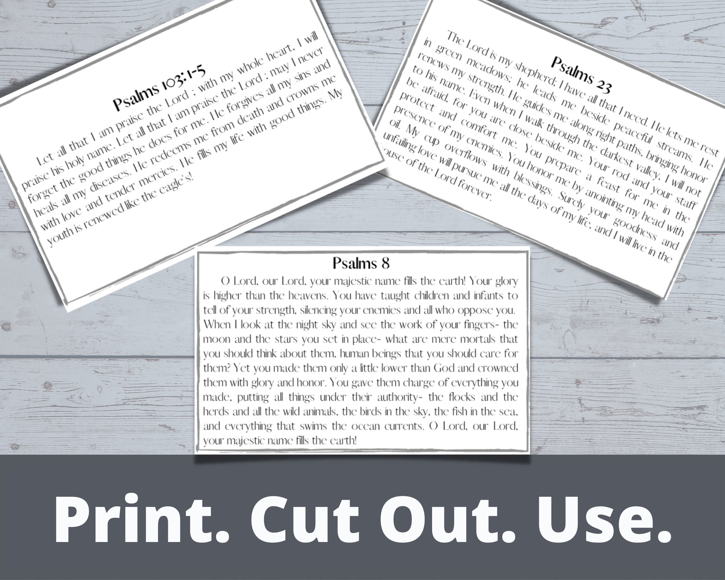 PSALMS PRAYER CARDS, Wallet Size Prayer Cards, Psalms Bible Scripture ...