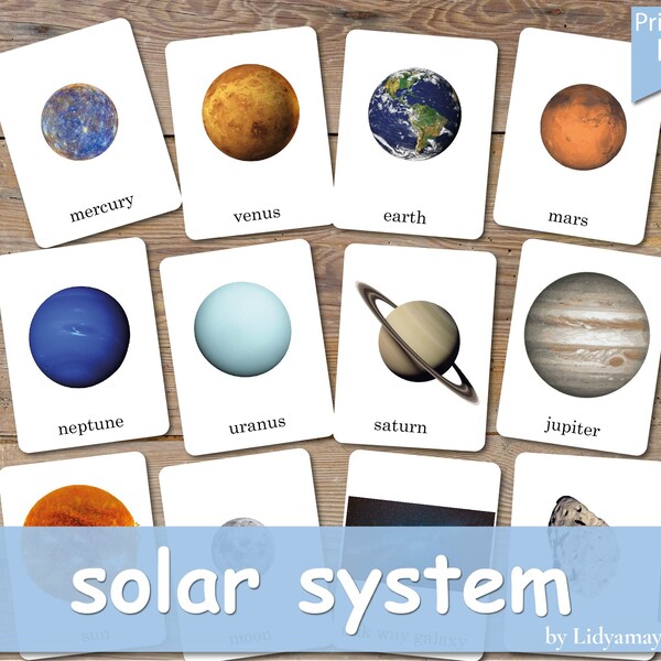 Solar System 3 Part Cards - Etsy