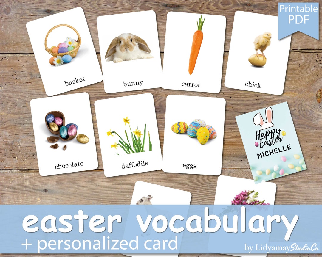 EASTER VOCABULARY 9 Flashcards, Three-part Nomenclature Cards, Learning ...