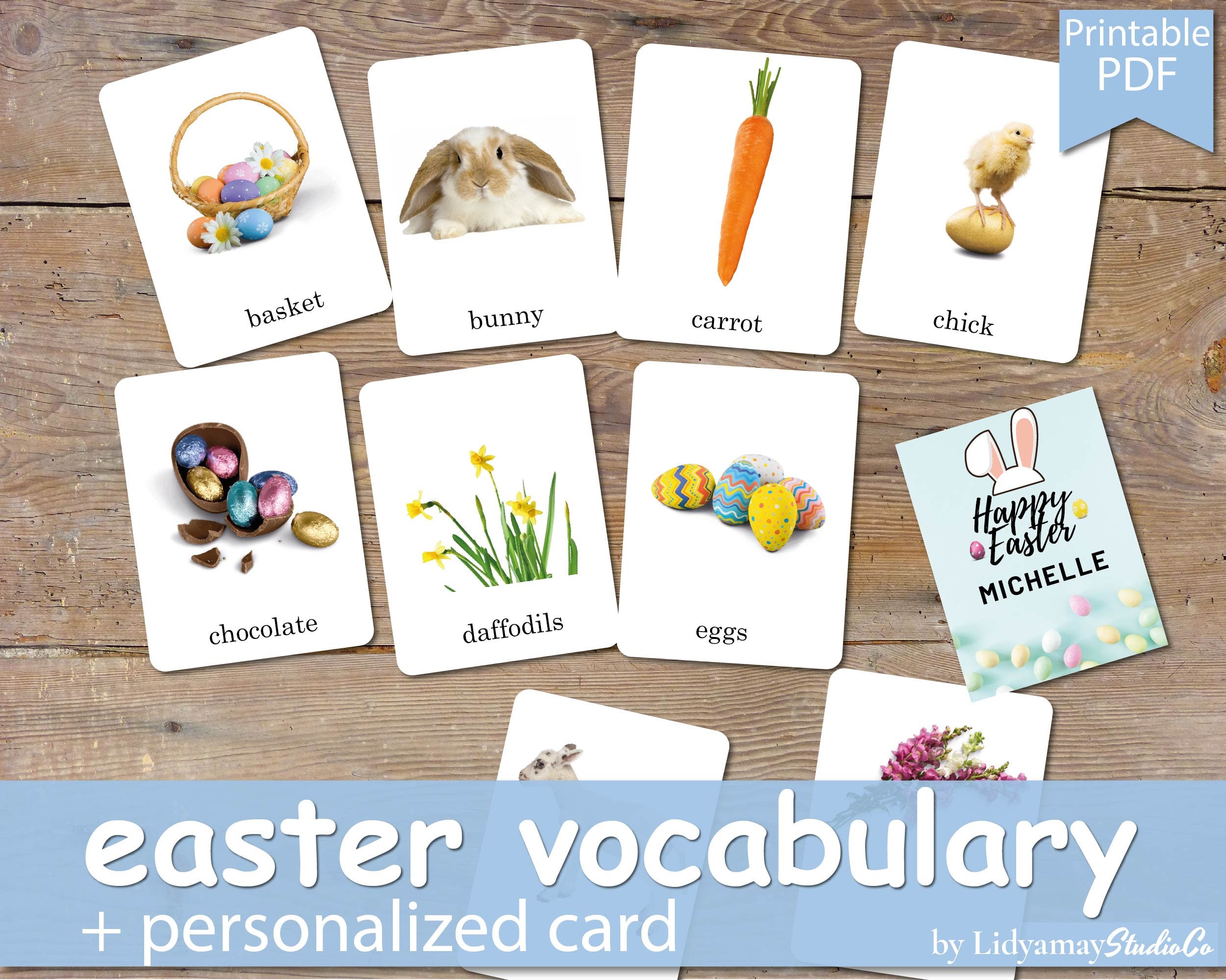EASTER VOCABULARY 9 Flashcards, Three-part Nomenclature Cards, Learning ...