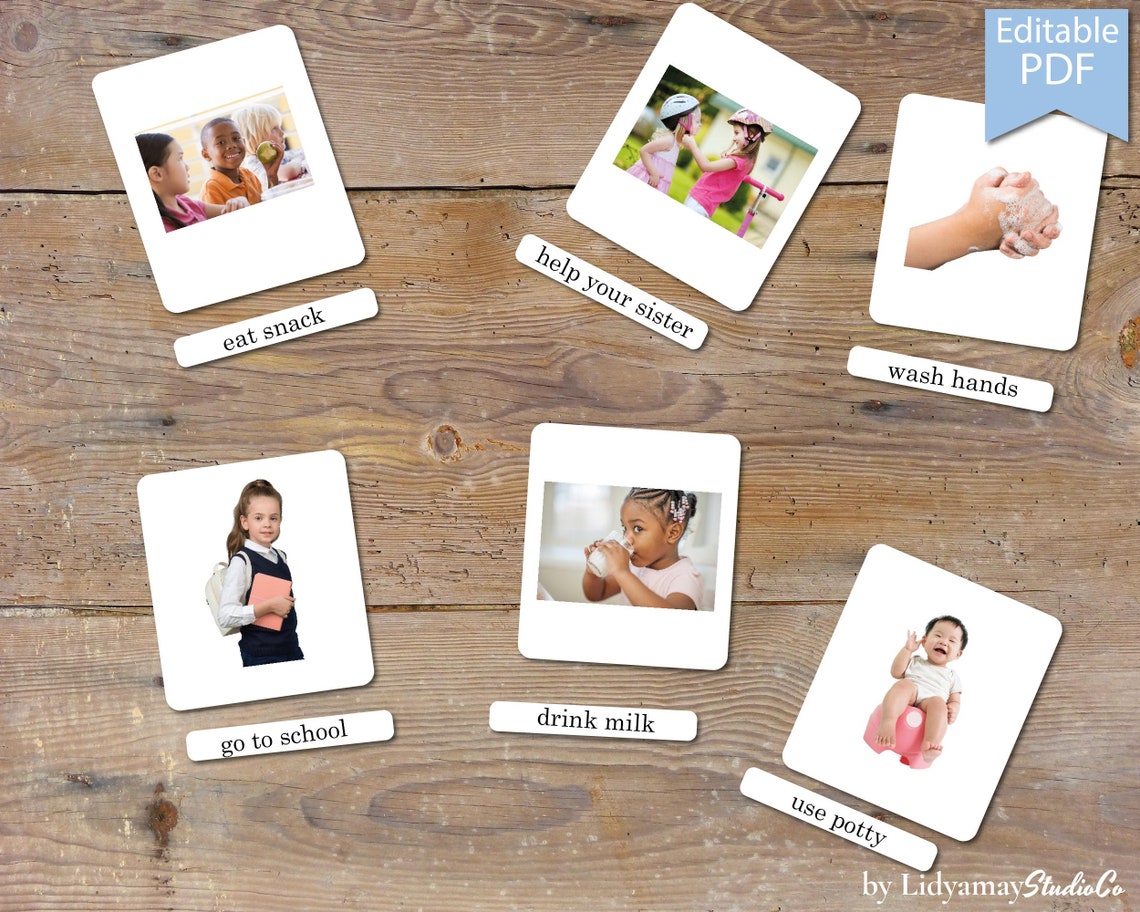 DAILY ROUTINES 45 Real Picture Flashcards, Three-part Nomenclature ...