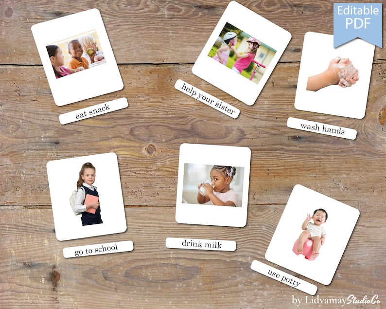 DAILY ROUTINES 45 Real Picture Flashcards, Three-part Nomenclature ...