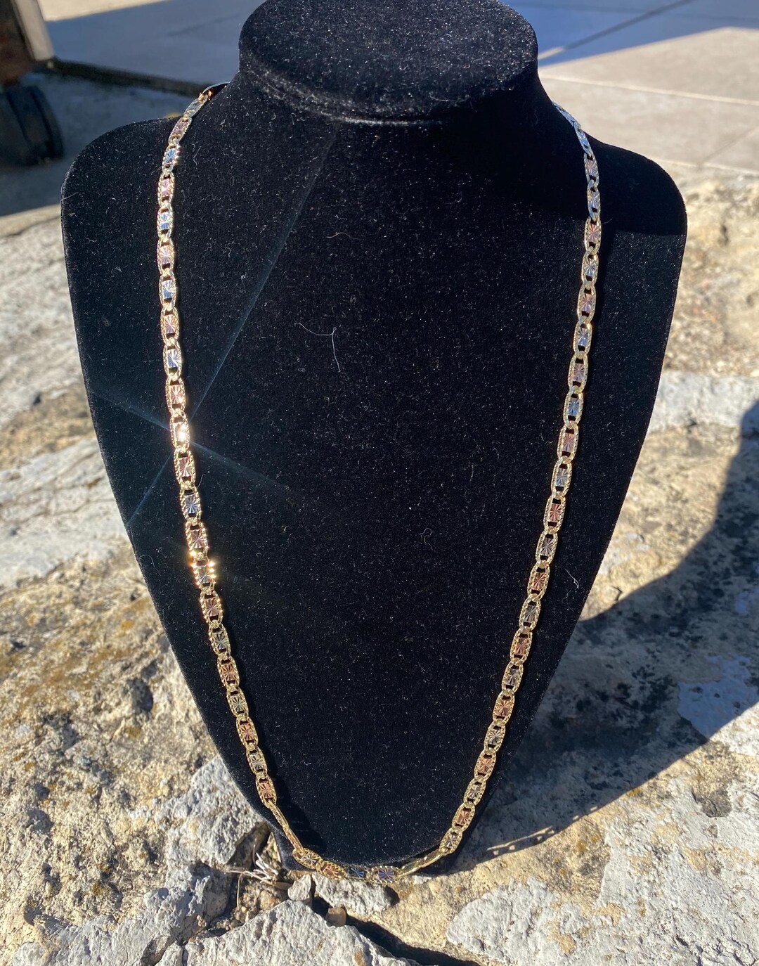 14K Tri-color Valentino Chain Necklace - Etsy