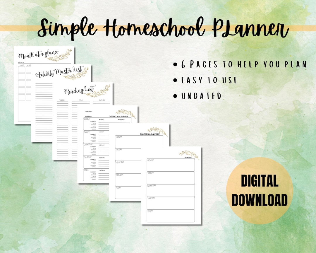Simple Homeschool Planner - Etsy