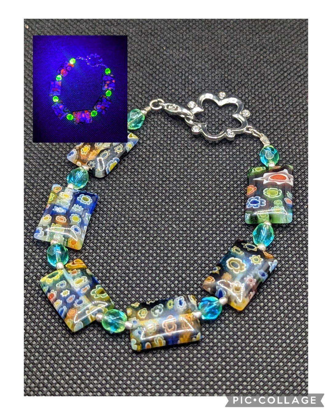 Cadmium and Selenium Millefiore Glass Bracelet With Uranium Beads. - Etsy