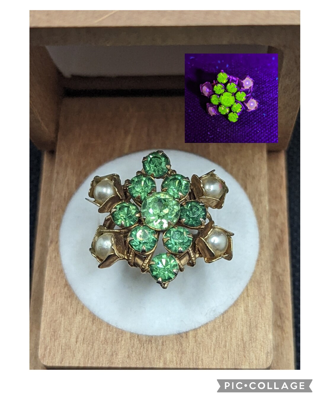 Vintage Cluster Style Pearl and Uranium Ring - Etsy