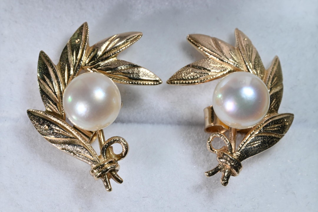 Vintage Mikimoto Pearl Stud Earrings GOLD - Etsy