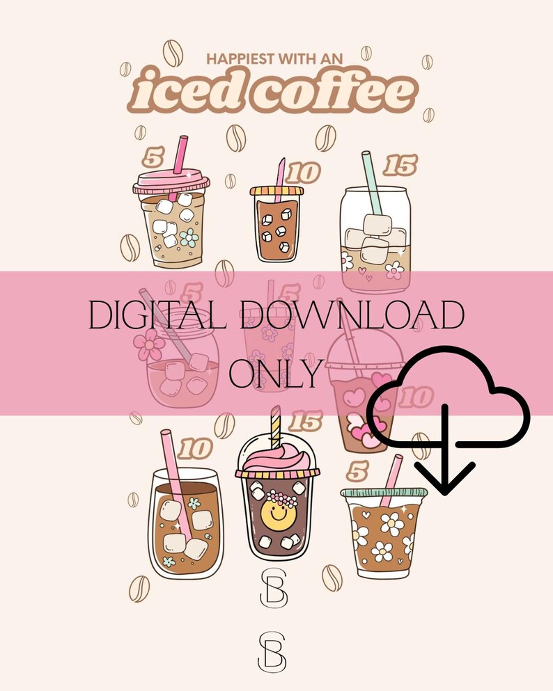 Happiest With an Iced Coffee | DIGITAL DOWNLOAD - Etsy