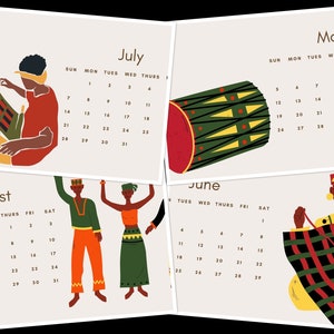 2024 African Minimalist Calendar Printable Sunday Start African Wall ...