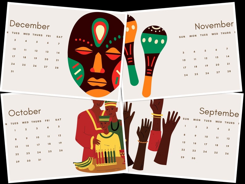 2024 African Minimalist Calendar Printable Sunday Start African Wall ...