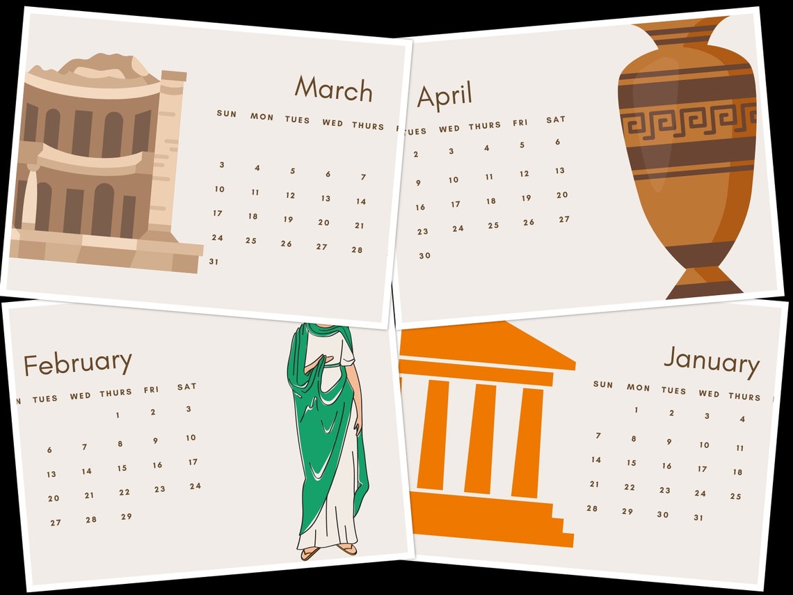 2024 Roman Minimalist Calendar Printable Sunday Start - Etsy