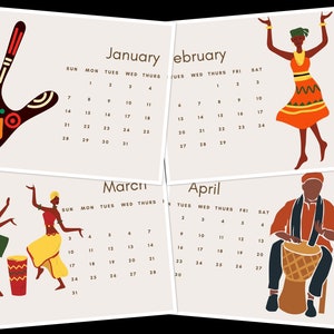 2024 African Minimalist Calendar Printable Sunday Start African Wall ...