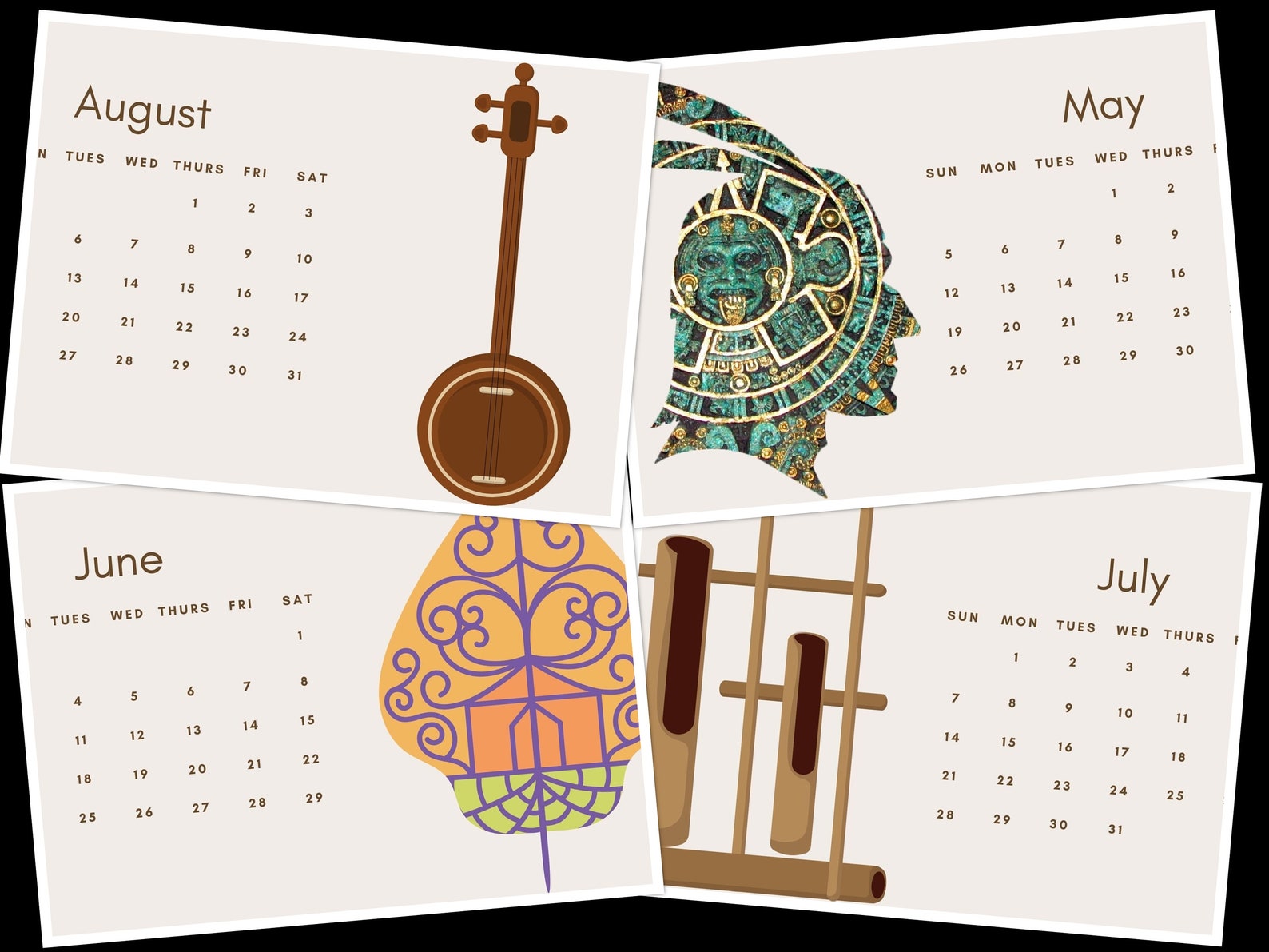 2024 Roman Minimalist Calendar Printable Sunday Start - Etsy