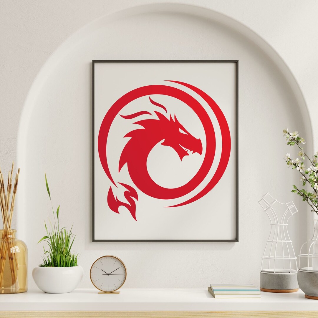 Red Round 2D Dragon Sculpture Digital Wall Art Decoration Downloadable ...