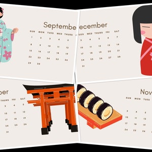 2024 Japanese Minimalist Calendar Printable Sunday Start Japanese Wall ...