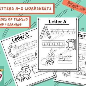 Letters A to Z, Alphabet Worksheets, Tracing, Early Education, Animals ...