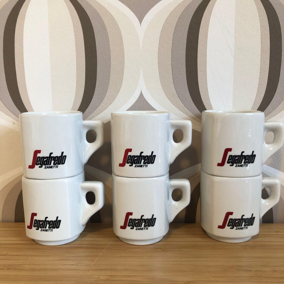 Vintage Segafredo Classic Heavy White Porcelain Branded Espresso Coffee ...