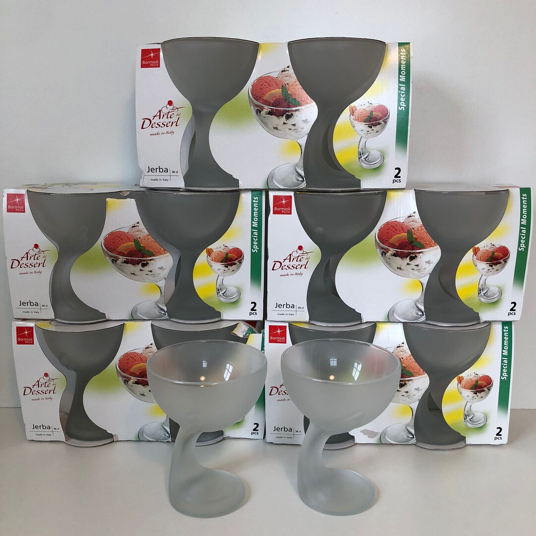 Set of 2 Bormioli Rocco Jerba Dessert Bowls / Ice Cream Coupes Frosted ...