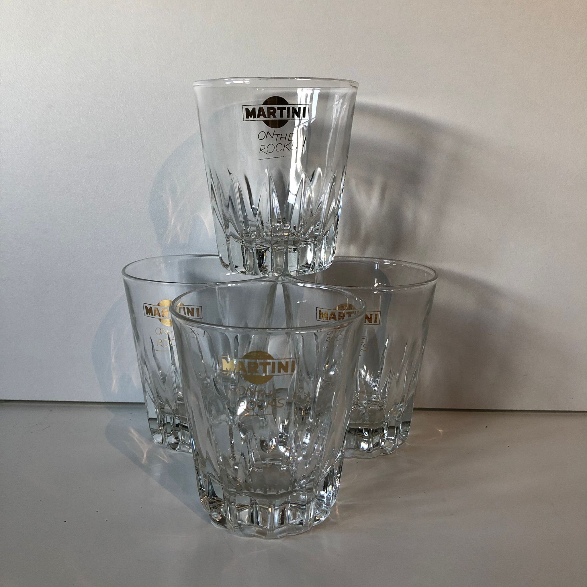 Set of 4 Vintage Martini on the Rocks Glasses With Logo in Gold - Etsy