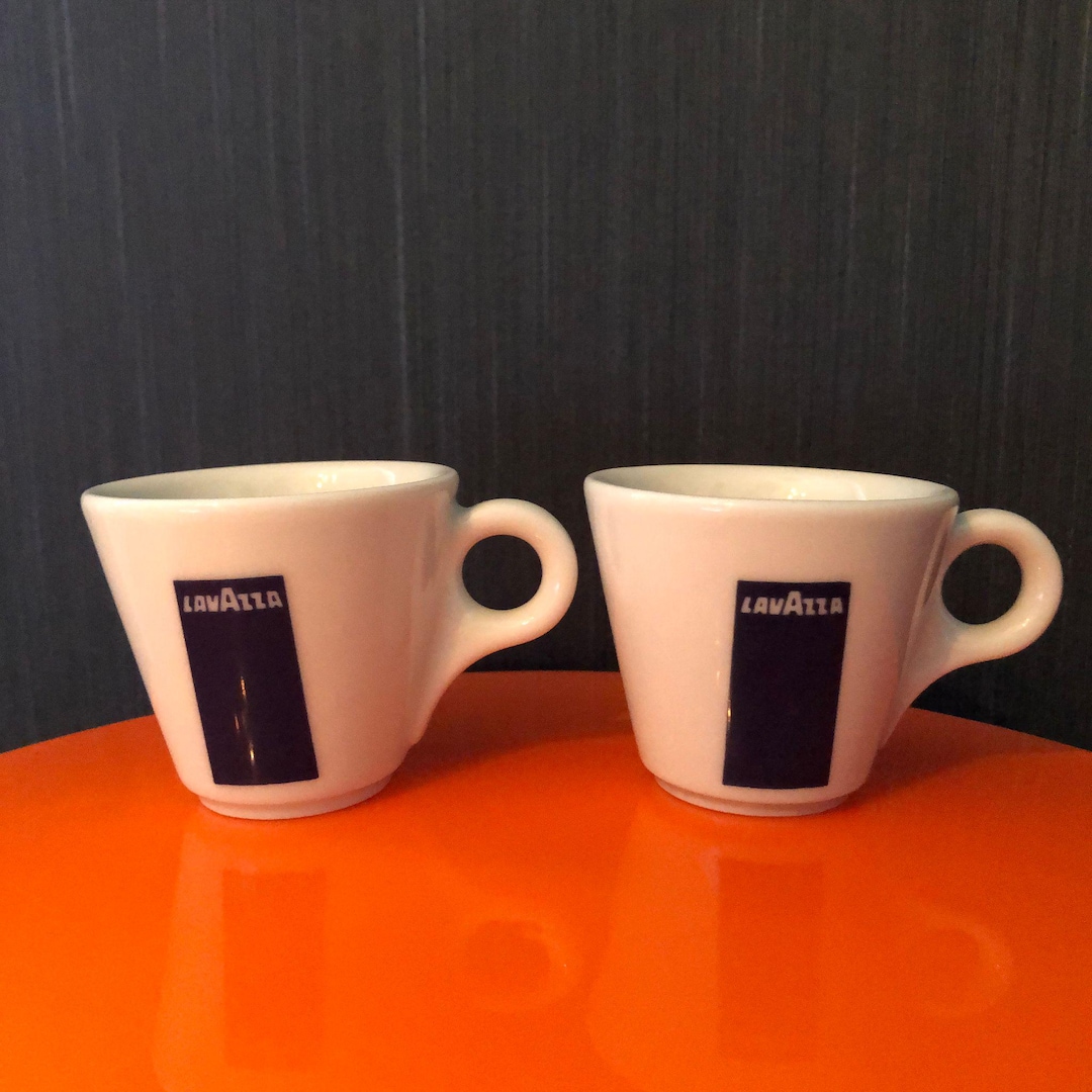 Set of 2 Lavazza Heavy White Porcelain Branded Espresso Coffee Cups by ...