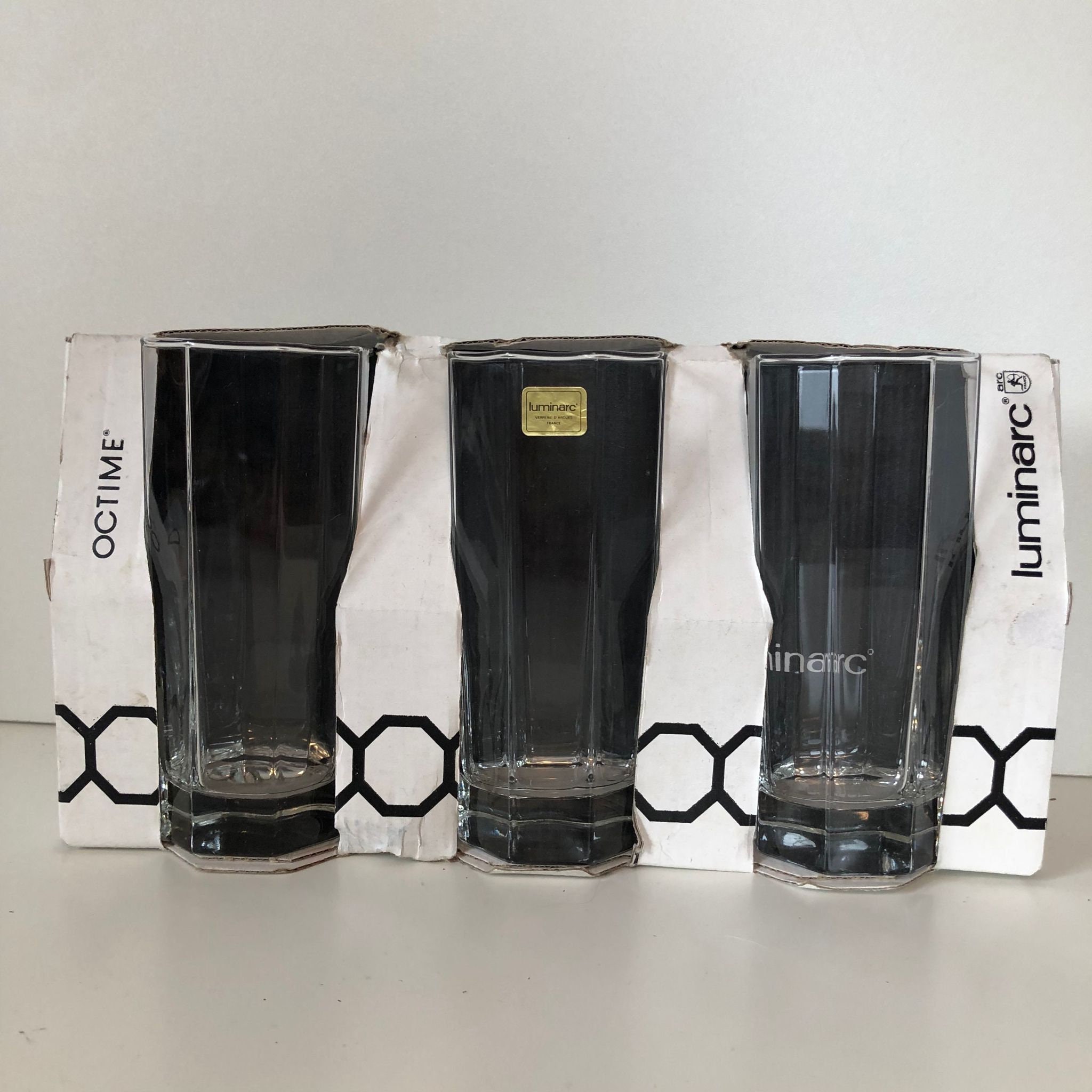 RARE Set of 3 Vintage Luminarc Octime Large Long Drink Glasses 1989 in ...