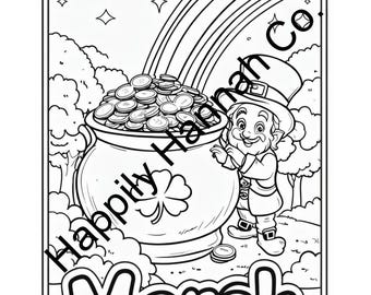 St. Patrick's Day Pot of Gold and Rainbow Coloring Page - Etsy