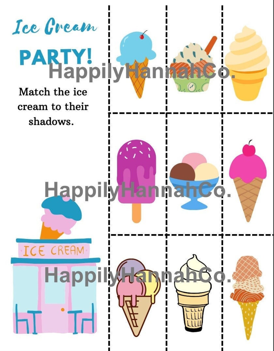 Ice Cream Matching Game for Preschoolers and Toddlers, Shadow Matching ...